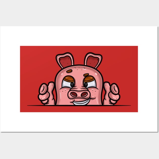 Pig Cartoon With Smug Face Expression - Pig - Posters and Art Prints ...