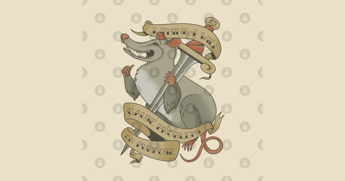 Possum animal with dagger - Possum - T-Shirt | TeePublic