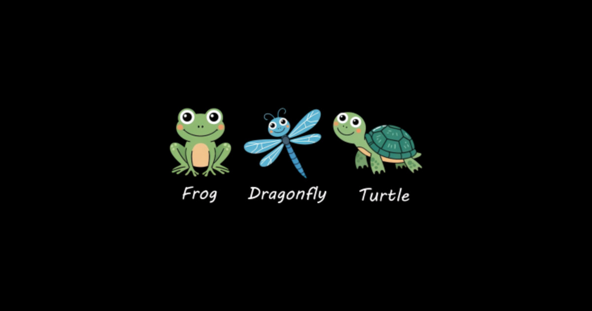 Cute Frog Dragonfly Turtle Cartoon Animal Kids - Frog Dragonfly Turtle ...
