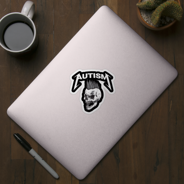 Autism Skull Punk Logo Parody - Autism - Sticker | TeePublic