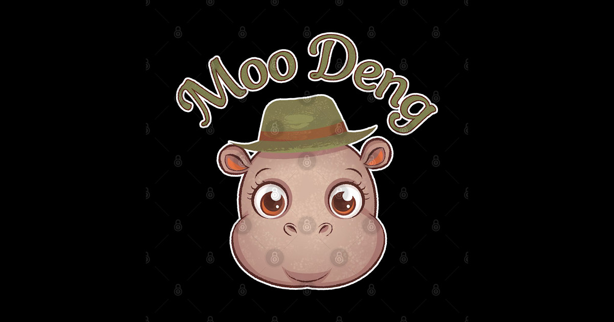 MOO DENG - BABY HIPPO CARTOON - Moo Deng - Posters and Art Prints ...