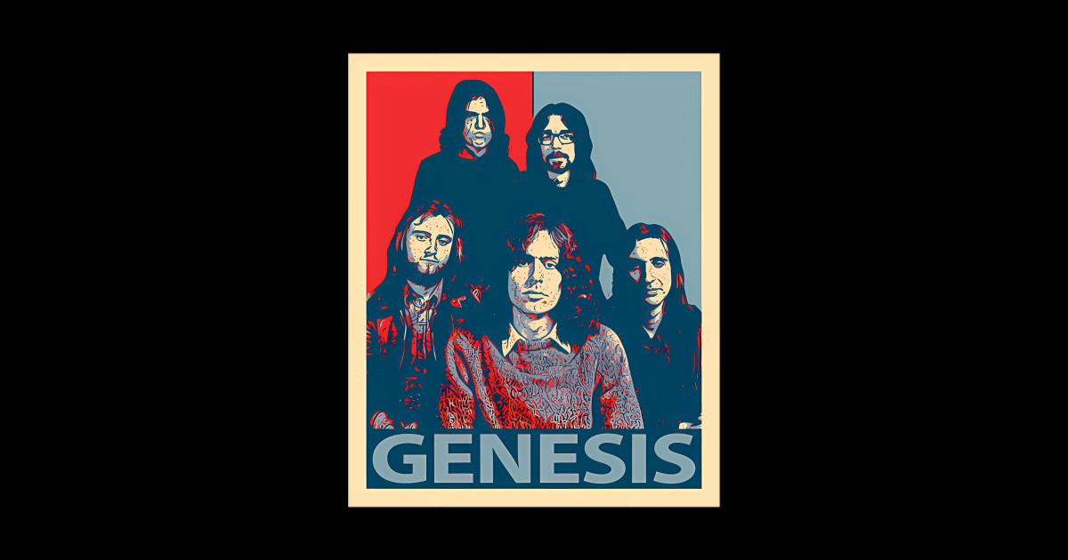 Genesis Classic Lineup Pop Art Propaganda Portrait - Genesis - Sticker ...