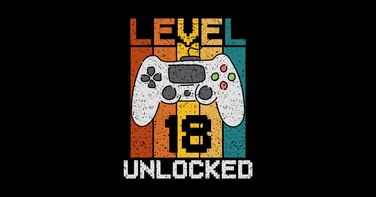 Level 18 Unlocked, Retro 18th Birthday Gamer - Level Unlocked - Posters ...