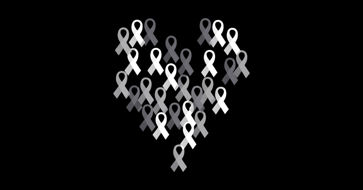Brain Cancer Awareness Gray Ribbon Heart Brain Tumor Support - Brain ...