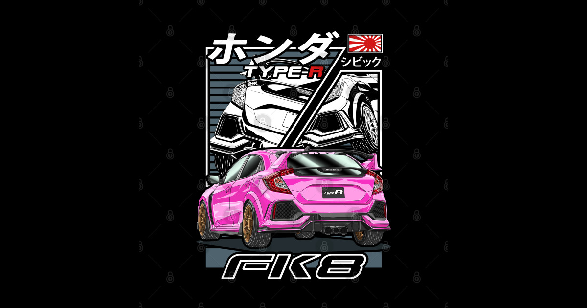 Pink Honda Civic Type R FK8 Comic Style - Fk8 - Posters and Art Prints ...