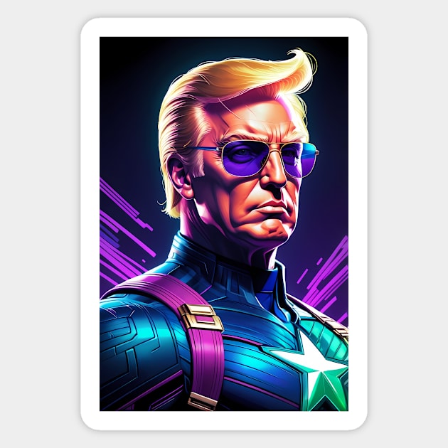 Vibrant Neon-Style Digital Illustration of Supercool Donald Trump ...