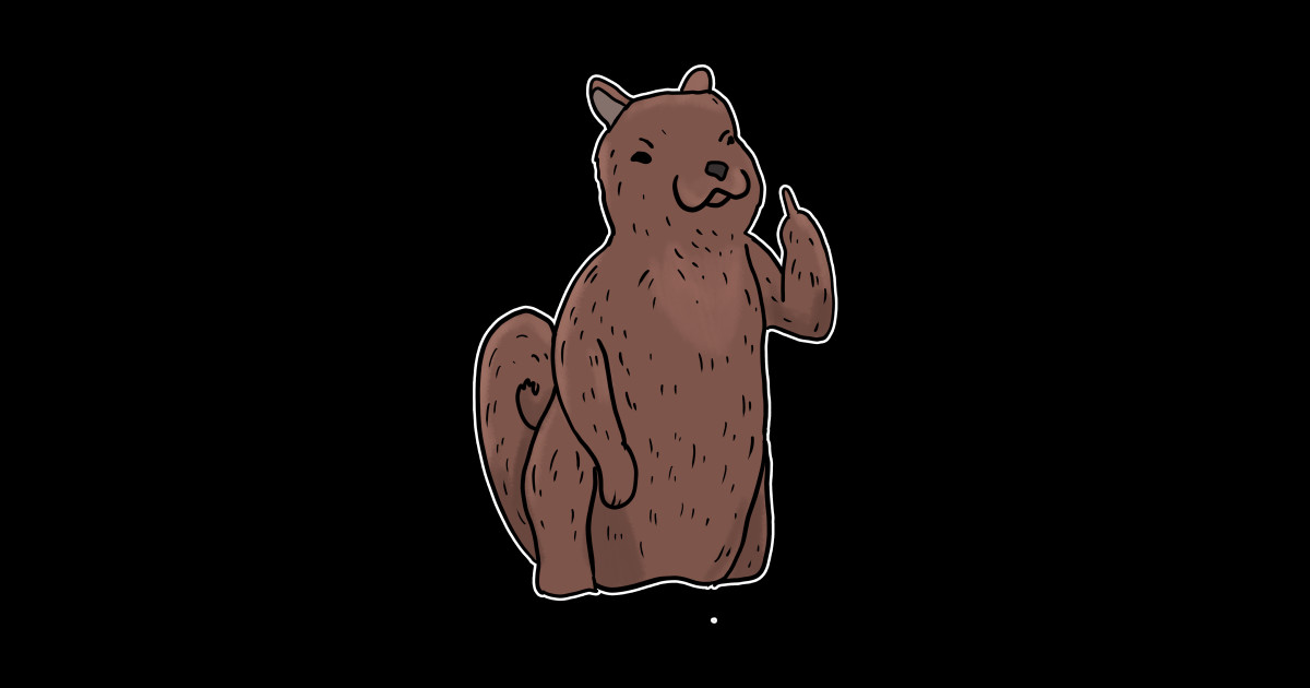 Grumpy Squirrel Holding Middle finger funny gift - Squirrel - Sticker ...