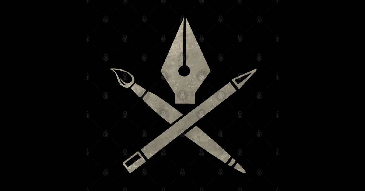 Art tools positioned to create Skull and Crossbones imagery - Artists ...