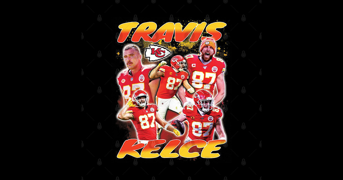 Travis Kelce Retro Vintage Collage - Travis Kelce - Sticker | TeePublic
