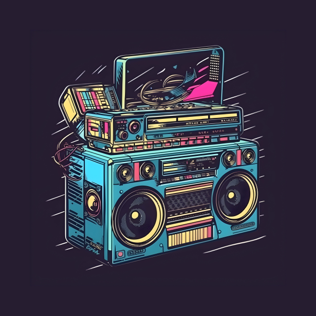 Ghetto Blaster Boom Box 80s Hip-Hop Stereo - Boombox - Pin | TeePublic