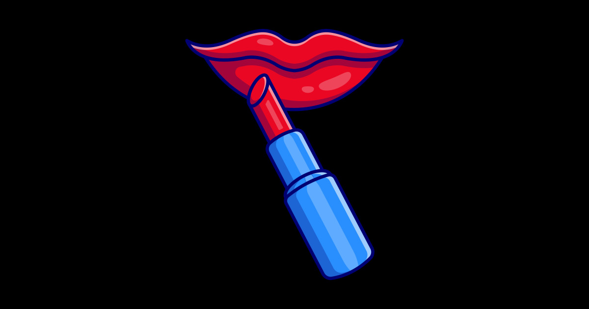 Lip And Lipstick Cartoon - Lip And Lipstick Cartoon - Sticker | TeePublic