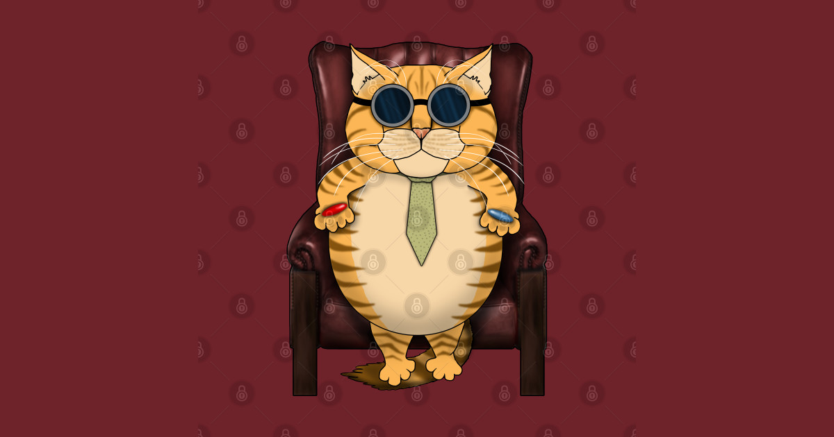Morpheus Cat - Matrix Illustration - T-Shirt | TeePublic