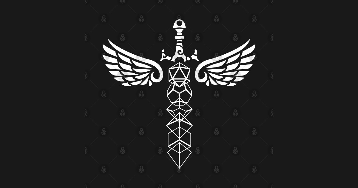 Winged Polyhedral Dice Sword TRPG Tabletop RPG Gaming Addict - Dungeons ...