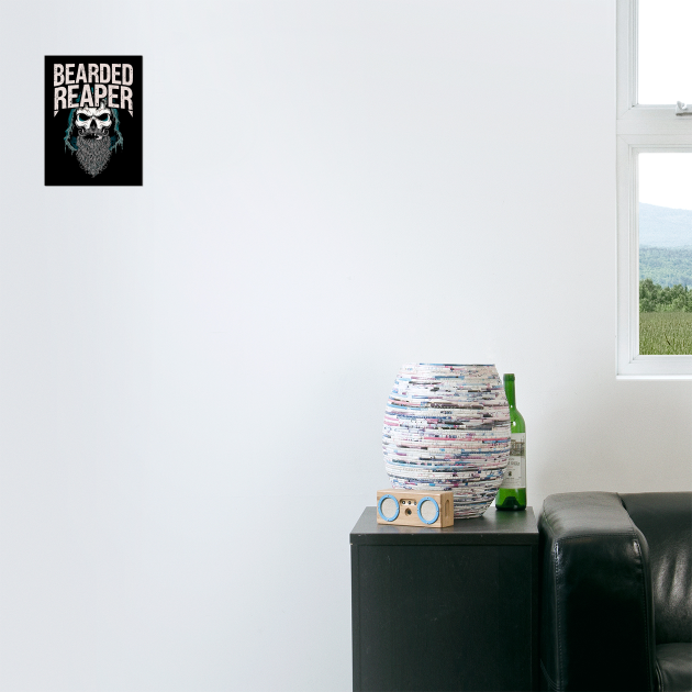 Bearded Reaper Skeleton in a Hood - Bearded Reaper - Posters and Art ...