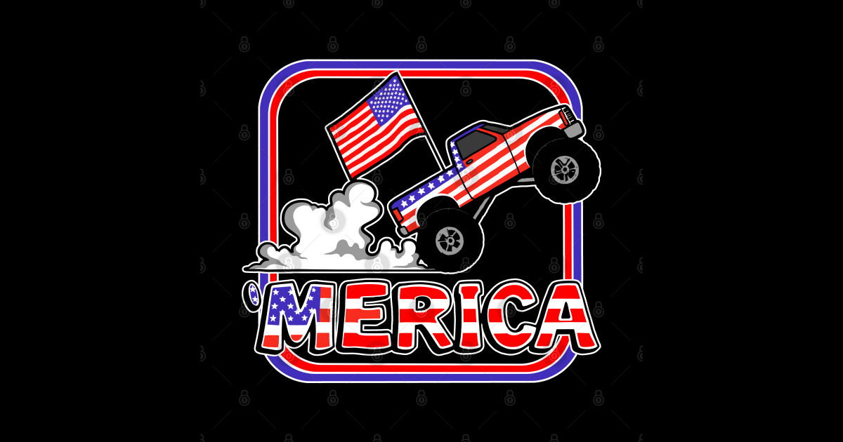 'Merica Monster Truck - Retro style - Merica - Sticker | TeePublic