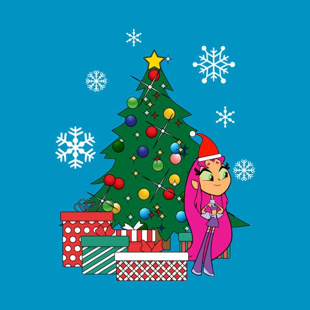 Teen Titans Starfire Around The Christmas Tree - Teen Titans - T-Shirt ...