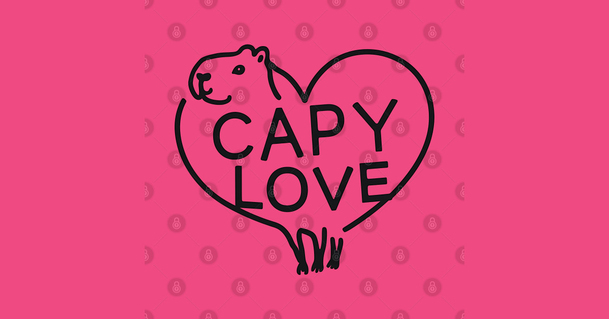 Capy Love Heart Design - Cute Capybara Illustration - Capybara Love - T ...