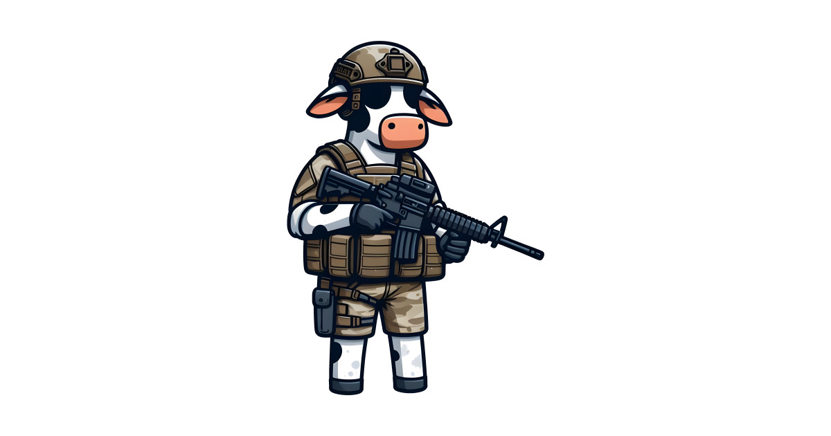 Tactical Cow - Cow - T-Shirt | TeePublic