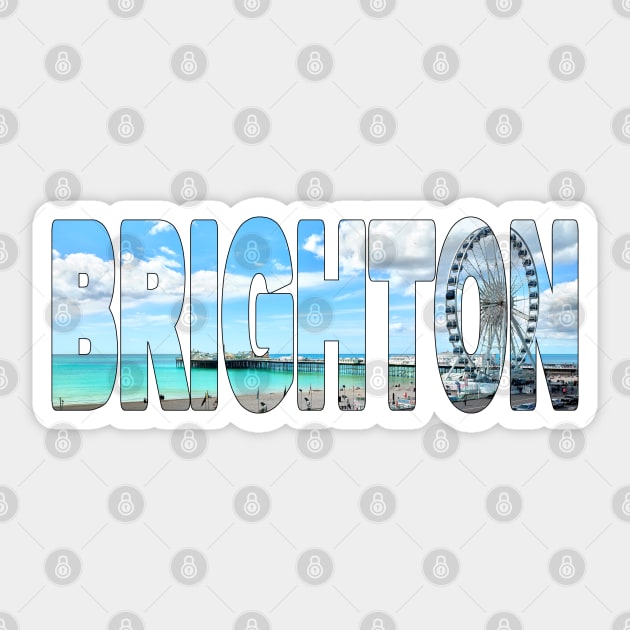 BRIGHTON - England Palace Pier and Wheel - Brighton - Sticker | TeePublic