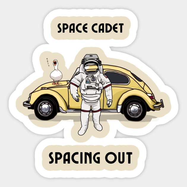 Space Cadet Spacing Out with a duck - Spacing Out - Sticker | TeePublic