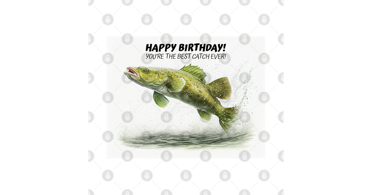 Happy Birthday Cod Fish Watercolor - Cod - T-Shirt | TeePublic