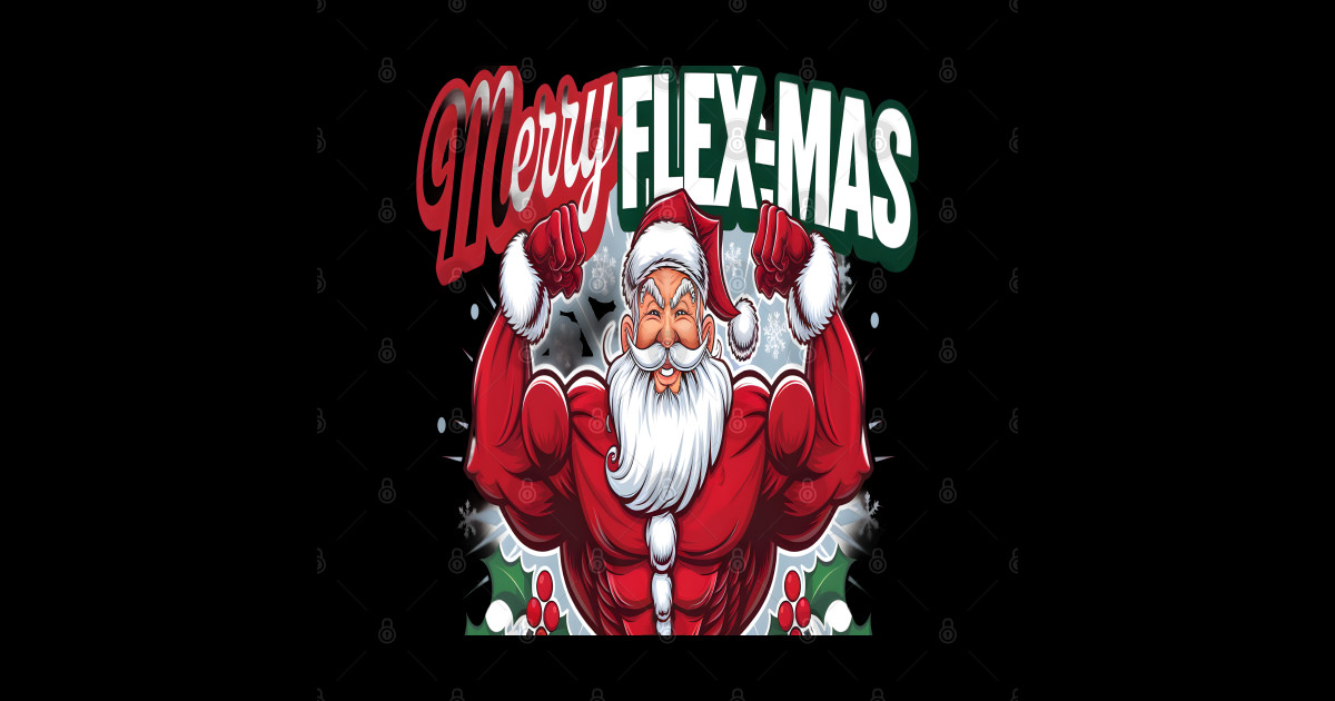 Funny Santa Claus Body Building Merry Flex Mas Fit Santa Claus xmas ...