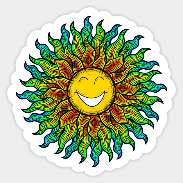SUPER HAPPY SUN SUNSHINE Psychedelic Sunshine - Sunshine - Sticker ...