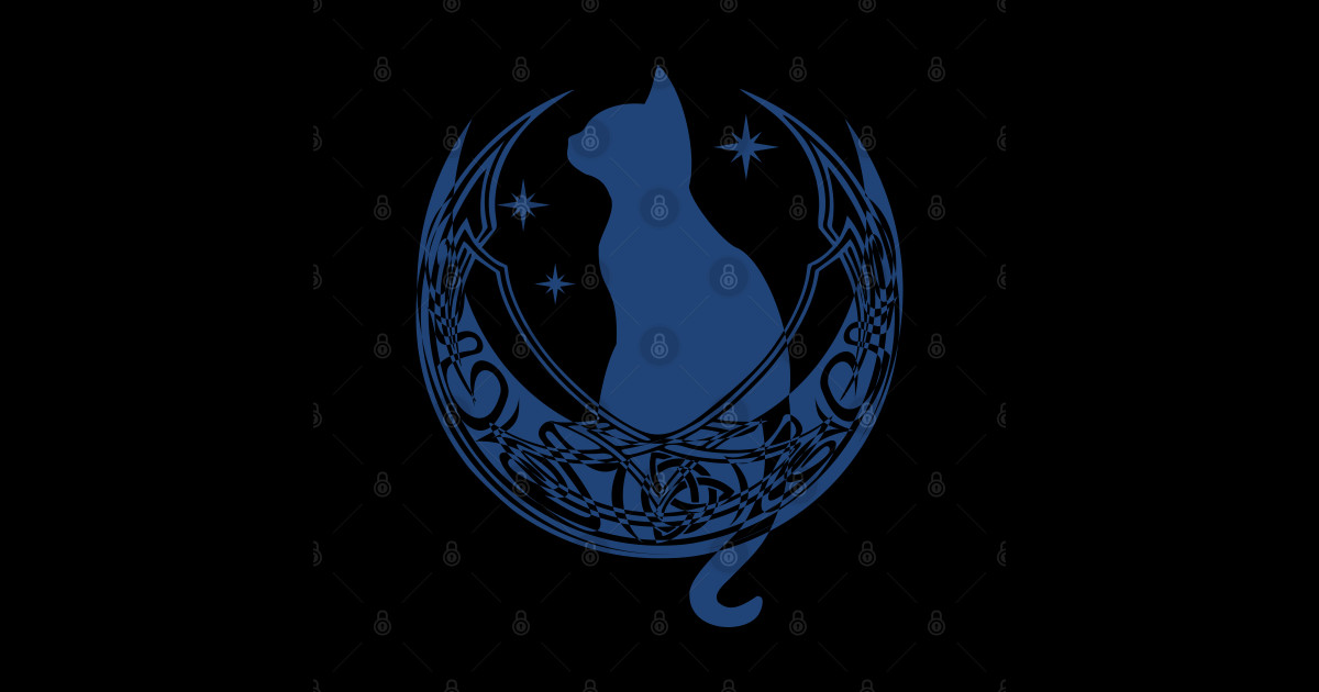 Blue Celtic Moon Cat Stars - Moon Cat - Sticker | TeePublic