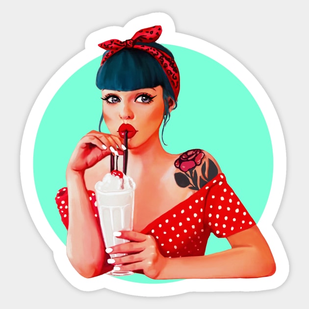 Pin up girl cartoon illustration vintage milkshake sexy woman - Pin Up ...