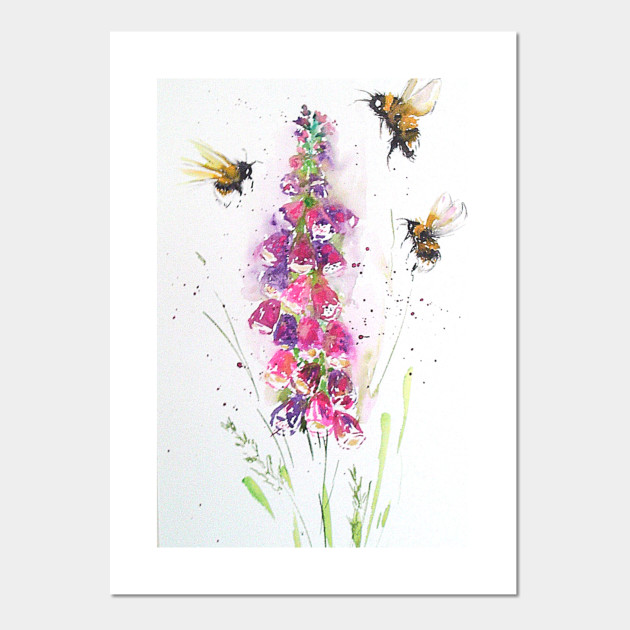 Bumble bees and Foxglove - Foxglove - Posters and Art Prints | TeePublic