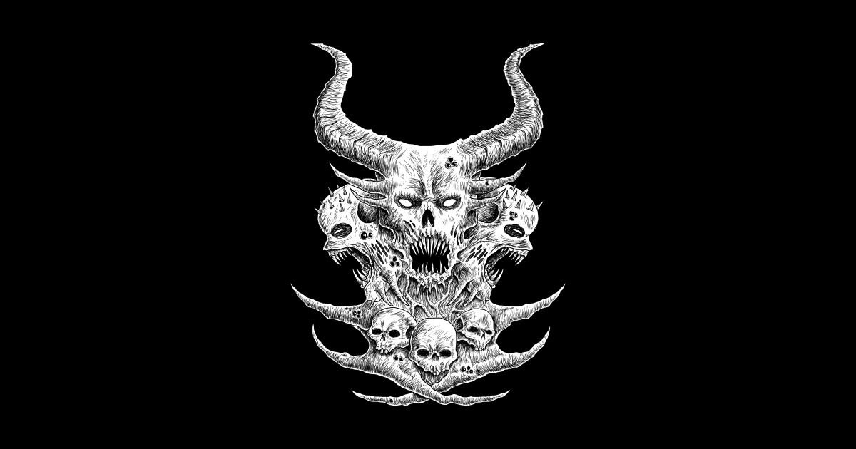horned devil - Skull Skeleton - Sticker | TeePublic