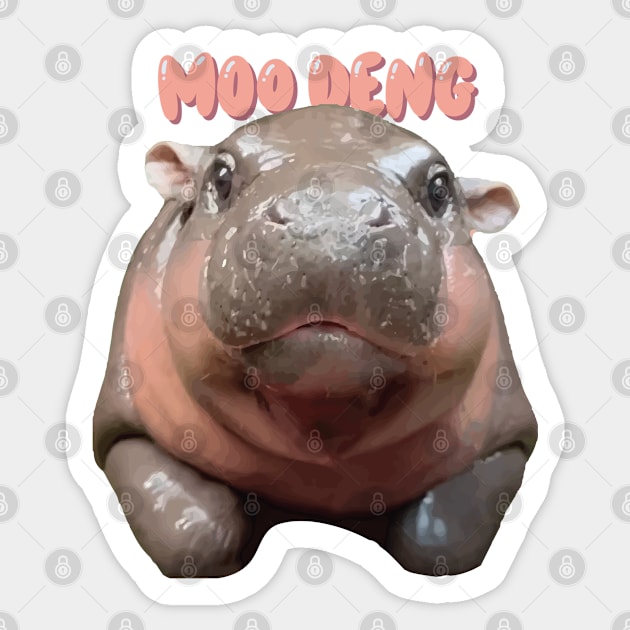 baby pygmy hippo Moo Deng - Moo Deng - Sticker | TeePublic