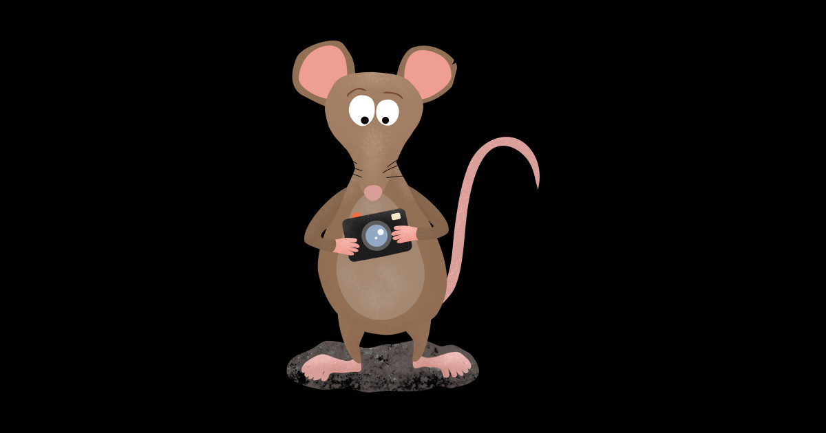 Funny rat with camera cartoon illustration - Rat - Sticker | TeePublic