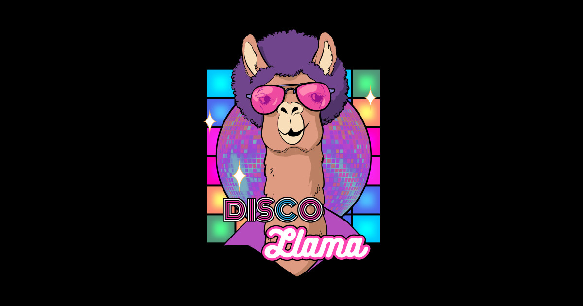 Disco llama, 80s groovy retro Alpaca, Funny llama, cute alpaca, gift ...