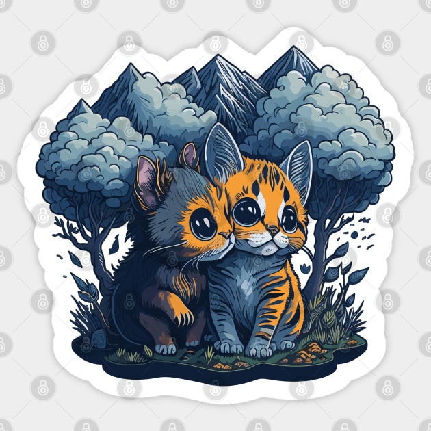 Awesome Couple Cat - Cats Lover - Sticker | TeePublic