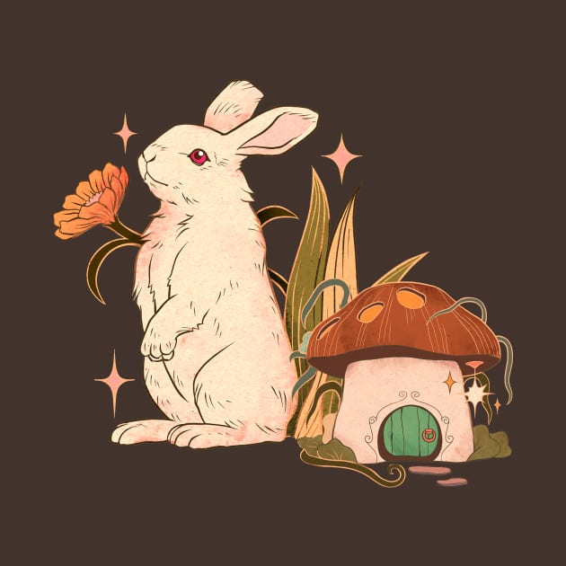 Cottagecore Rabbit with Fairy Mushroom House Vintage Art - Cottagecore ...
