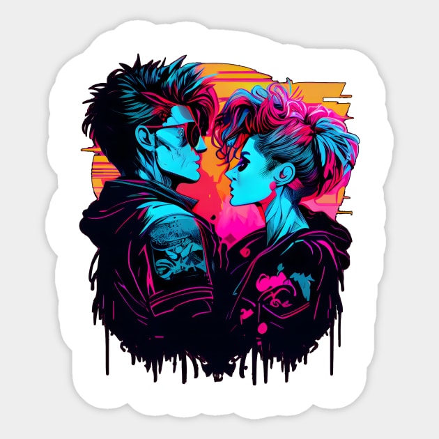 Get the Hottest Cyberpunk Synthwave Art - Cyberpunk Synthwave - Sticker ...