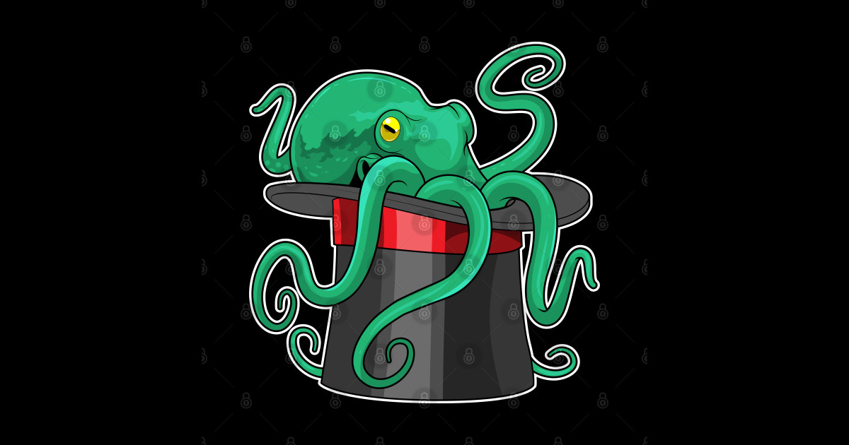 Octopus Wizard Top hat - Kraken - Sticker | TeePublic
