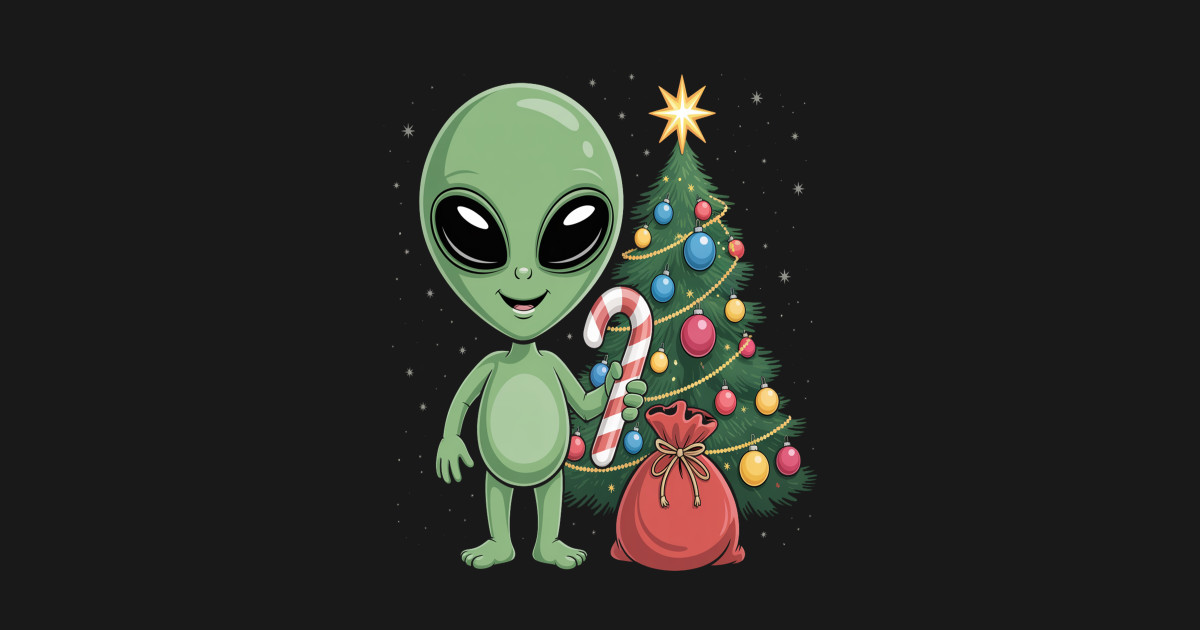 Cute Alien Christmas Tree - Cute Alien Christmas Tree - T-Shirt | TeePublic