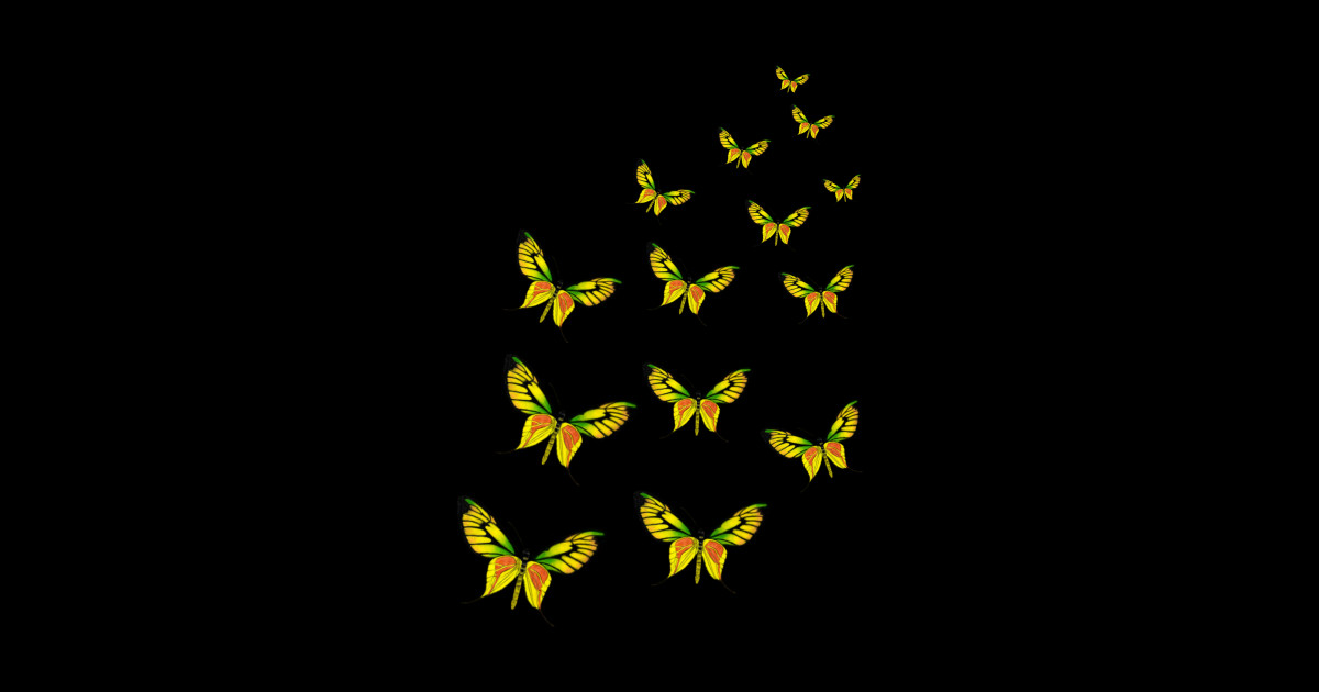 Flock of Yellow Butterflies Drawing - Butterflies - Sticker | TeePublic