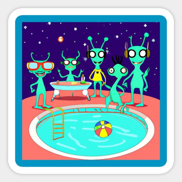 Alien Pool Party - Alien - Sticker | TeePublic