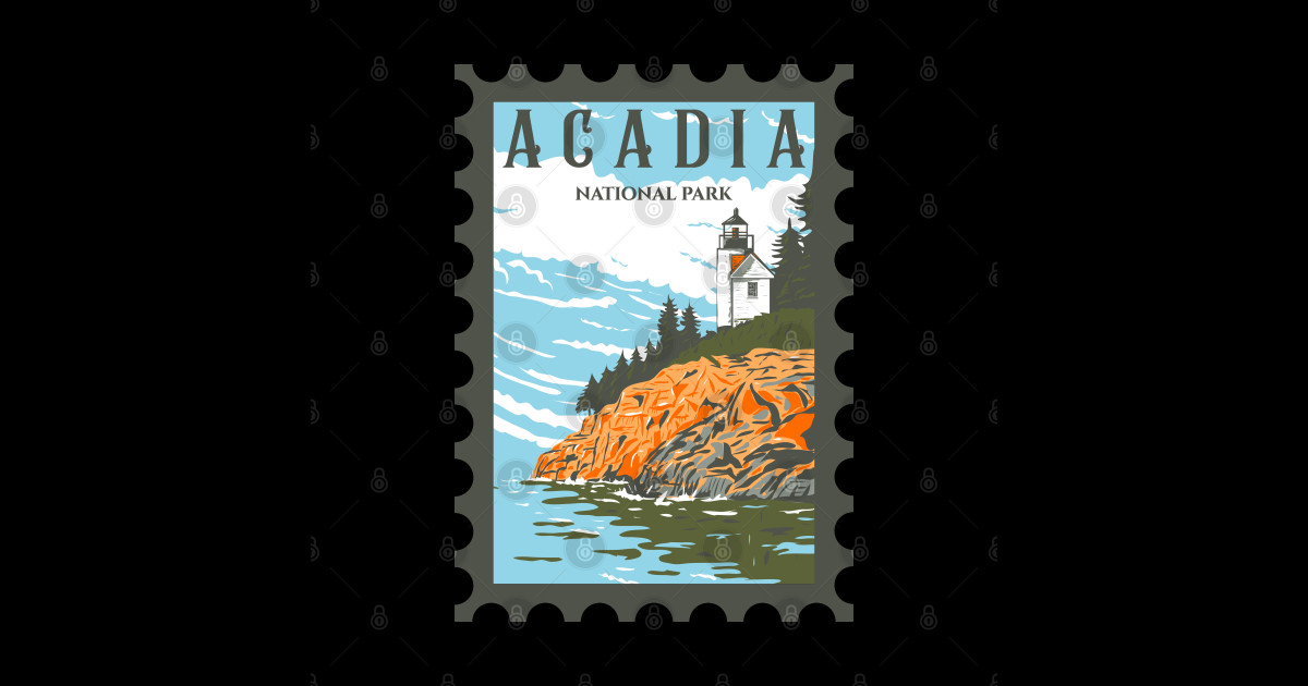 Acadia National Park Stamp - Acadia National Park - Sticker | TeePublic