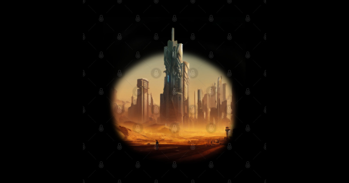 Futuristic Desert City 2045 In Cyberpunk Style - Futuristic City Gifts ...