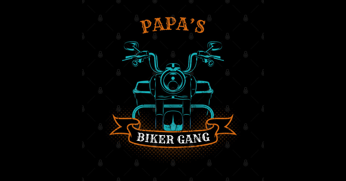 Papa's Biker Gang Father's Day - Papas Biker Gang - Sticker | TeePublic
