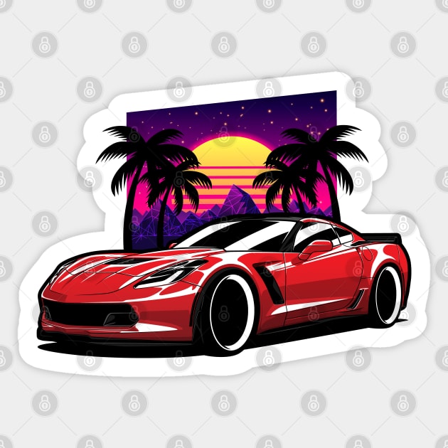 Red Corvette Z06 Retro Style - Z06 - Sticker | TeePublic