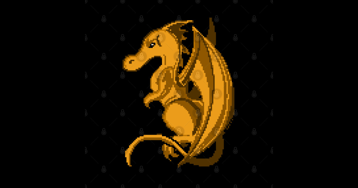 Dragon in flight pixel art - yellow - Dragons - Sticker | TeePublic