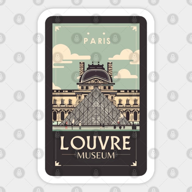 A Vintage Travel Art of the Louvre Museum in Paris - France - Louvre ...