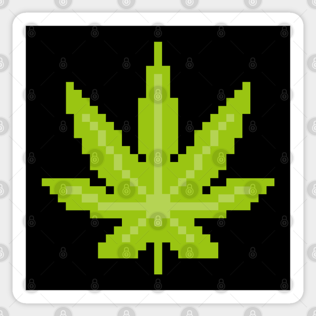 WEED LEAF pixel - Weed Leaf - Sticker | TeePublic