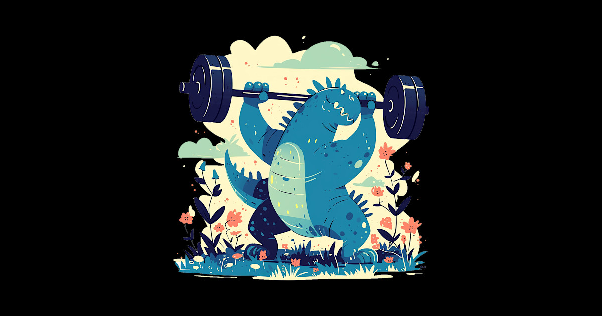 dino lifting weight - Lifting Weights - Posters and Art Prints | TeePublic