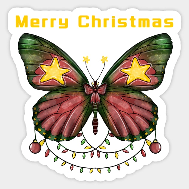 MERRY Christmas butterfly nature design - Nature - Sticker | TeePublic